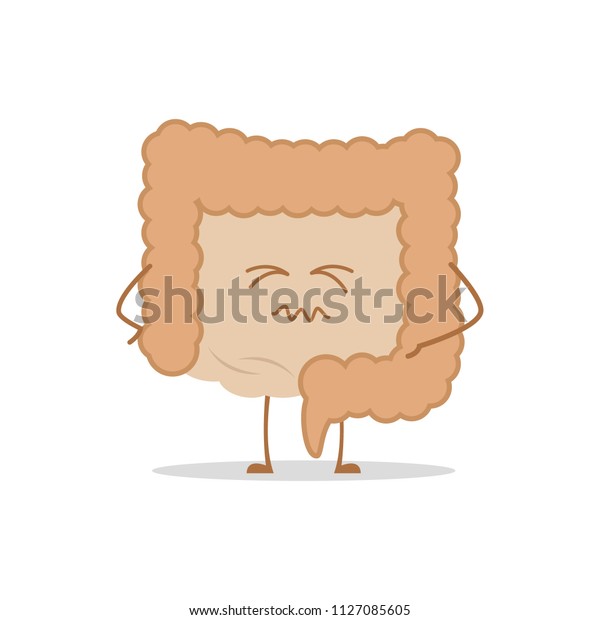 Vector Illustration Sick Sad Intestine Cartoon: vector de stock (libre ...