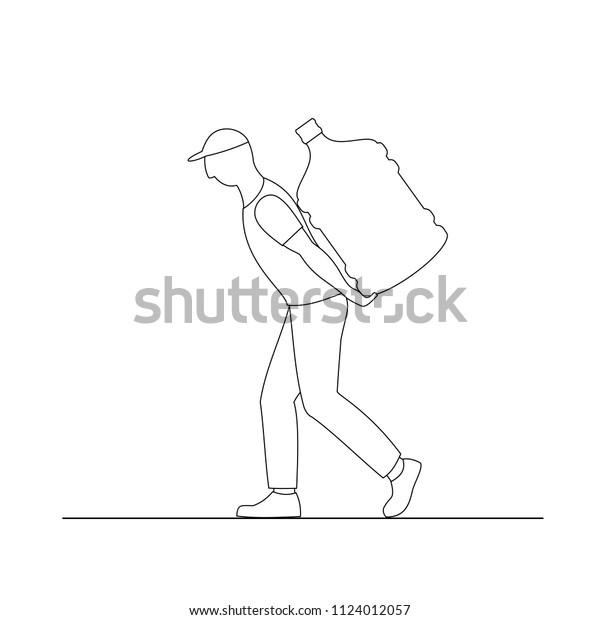 Vector Illustration Silhouette Porter Man Worker Stock Vector (Royalty ...
