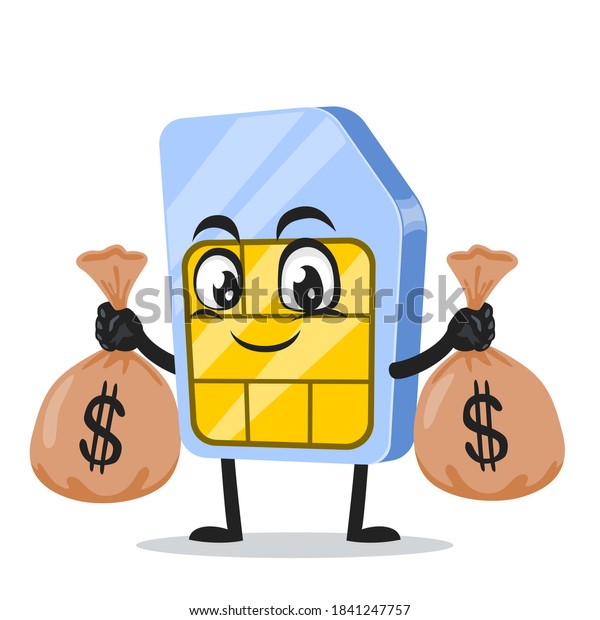 Vector Illustration Sim Card Mascot Character Stock Vector (Royalty ...