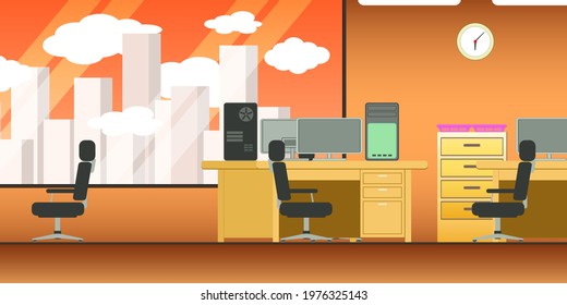 Vector Illustration Simple Office Evening Stock Vector (Royalty Free ...
