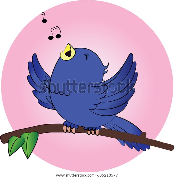 Vector Illustration Singing Blue Bird Stock Vector (Royalty Free ...