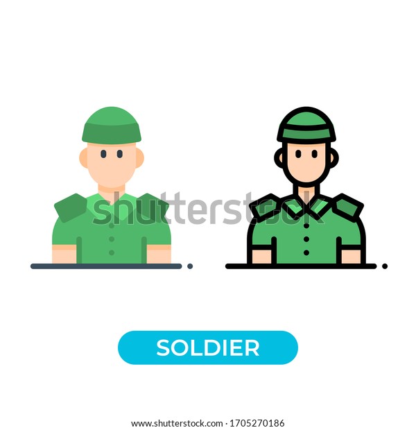 Vector Illustration Single Soldier Avatar Icon Stock Vector (Royalty ...