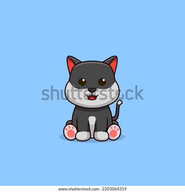 Vector Illustration Sitting Cat Cartoon Stock Vector (Royalty Free ...