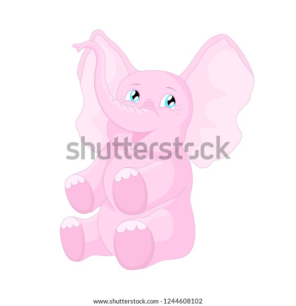 Vector Illustration Sitting Happy Pink Elephant Stock Vector (Royalty ...