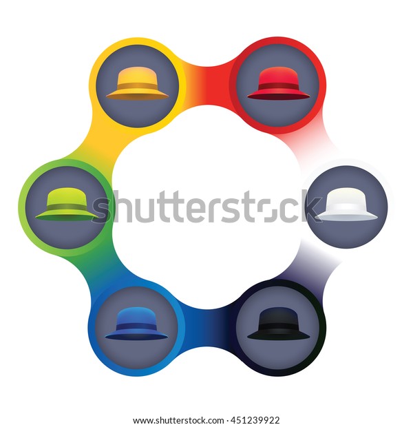 Vector Illustration Six Colors Hats Modern Stock Vector (Royalty Free ...