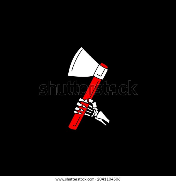 Vector Illustration Skeleton Holding Axe Horror Stock Vector (Royalty ...