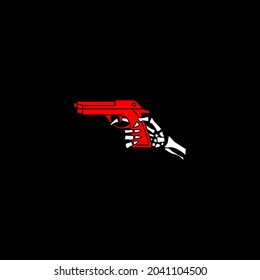 Vector Illustration Skeleton Holding Gun Horror Stock Vector (Royalty ...