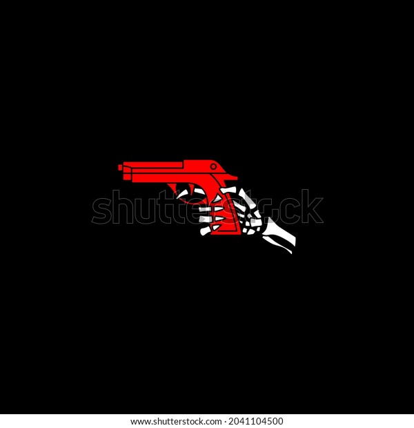 Vector Illustration Skeleton Holding Gun Horror Stock Vector (Royalty ...