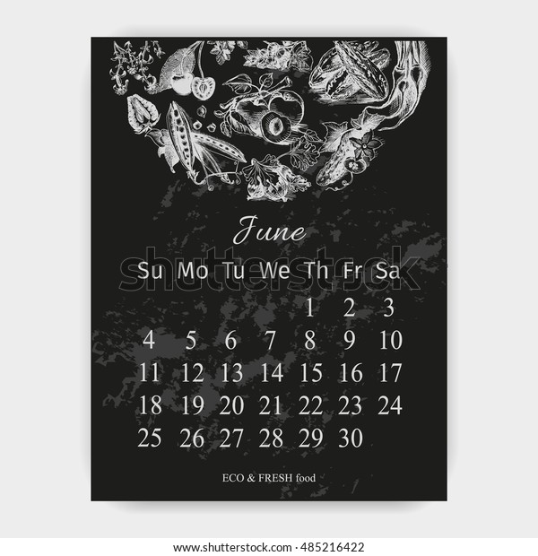 Vector Illustration Sketch Calendar June Stock Vector (Royalty Free ...