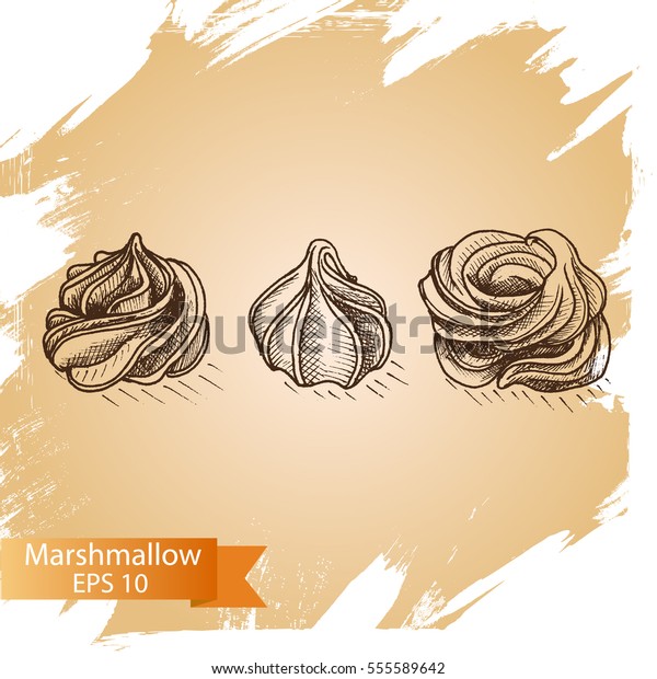Vector Illustration Sketch Marshmallow Souffle Stock Vector (Royalty ...
