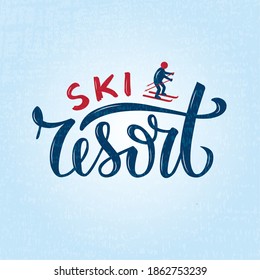 Vector Illustration Ski Resort Lettering Banner Stock Vector (Royalty ...