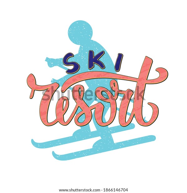 Vector Illustration Ski Resort Lettering Banner Stock Vector (Royalty ...