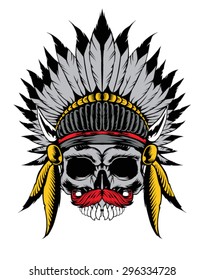 Vector Illustration Skull Chief 库存矢量图（免版税）296334731 | Shutterstock