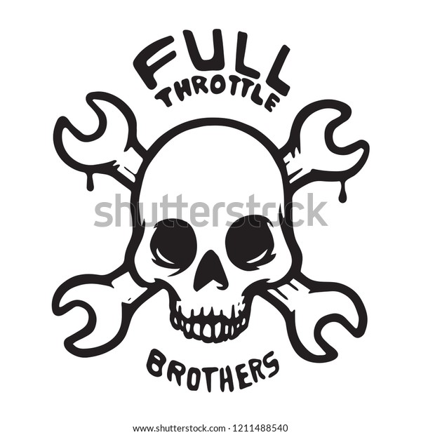 Vector Illustration Skull Crossing Wrenches Stock Vector (Royalty Free ...