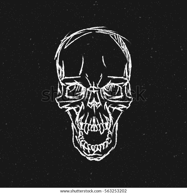 Vector Illustration Skull Drawing Chalk Drawing Stock Vector (Royalty ...