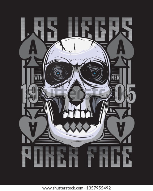 Vector Illustration Skull Gambling T Shirt Stock Vector (Royalty Free ...