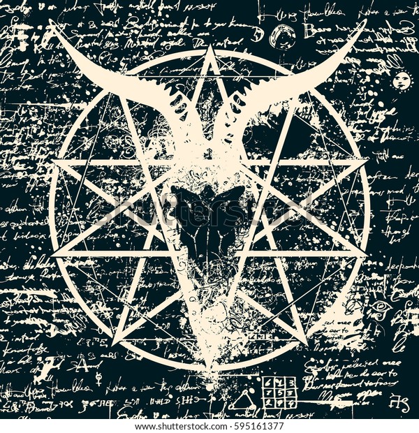 Vector Illustration Skull Goat Pentagram Splashes Stock Vector (Royalty ...