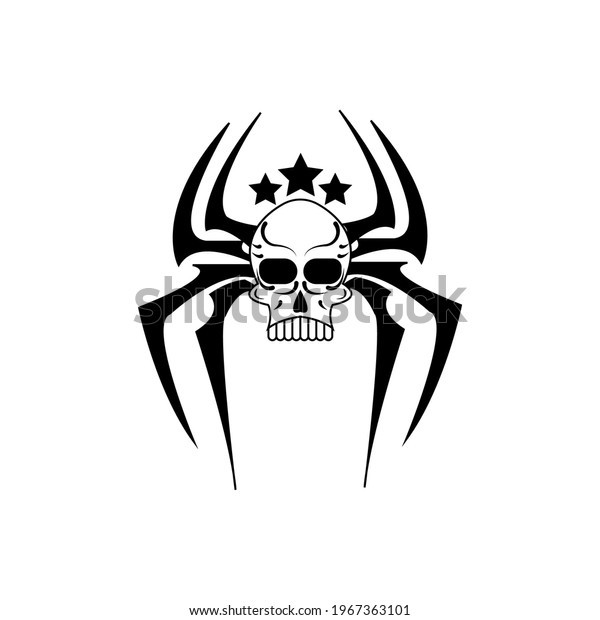 Vector Illustration Skull Head Climbing Spider Stock Vector (Royalty ...