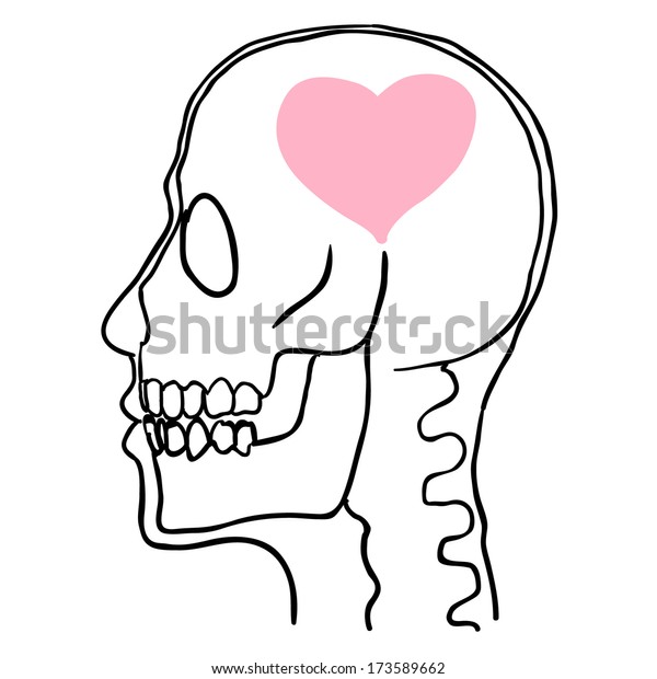 Vector Illustration Skull Heart Sketch Stock Vector (Royalty Free ...