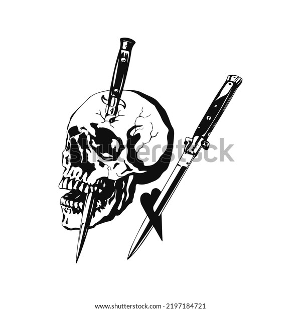 Vector Illustration Skull Knife Stock Vector (Royalty Free) 2197184721 ...