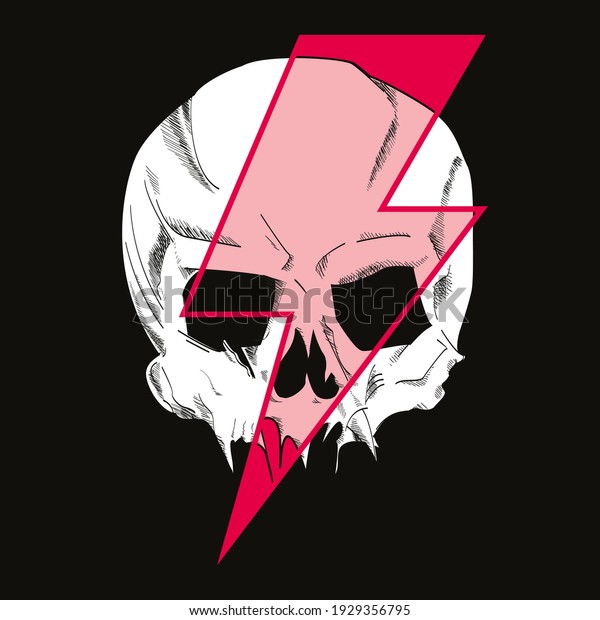 Vector Illustration Skull Lightning Symbol Design Stock Vector (Royalty ...