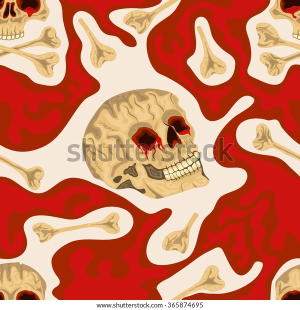 Vector Illustration Skulls Bones Bloody Red Stock Vector (Royalty Free ...
