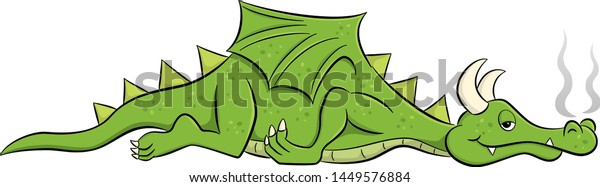 Vector Illustration Sleeping Cartoon Dragon Stock Vector (Royalty Free ...