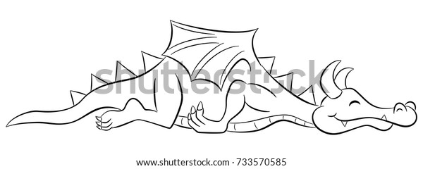 Vector Illustration Sleeping Cartoon Dragon : image vectorielle de ...