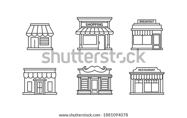 Vector Illustration Small Shop Front View Stock Vector (Royalty Free ...