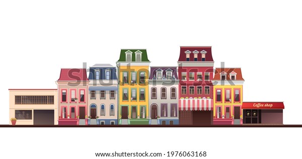 Vector Illustration Small Town Landscape Panoramic Stock Vector ...