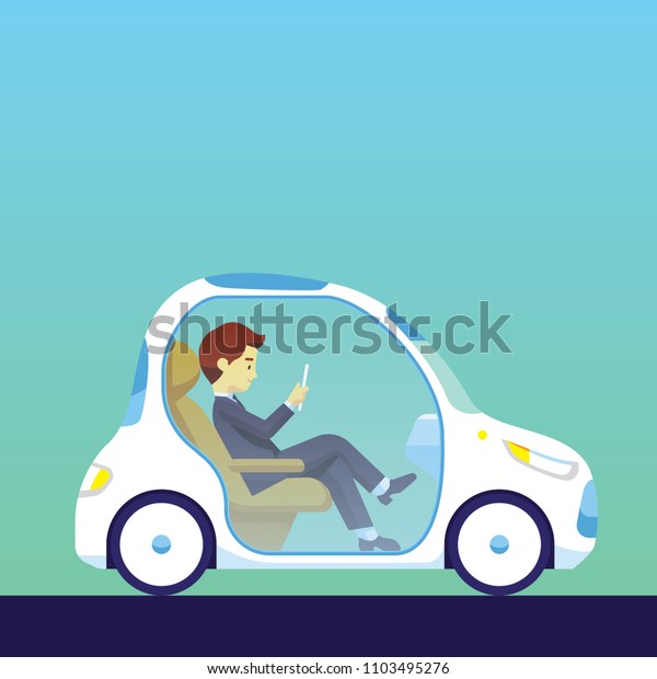 Vector Illustration Smart Driving Car Self Stock Vector (Royalty Free ...