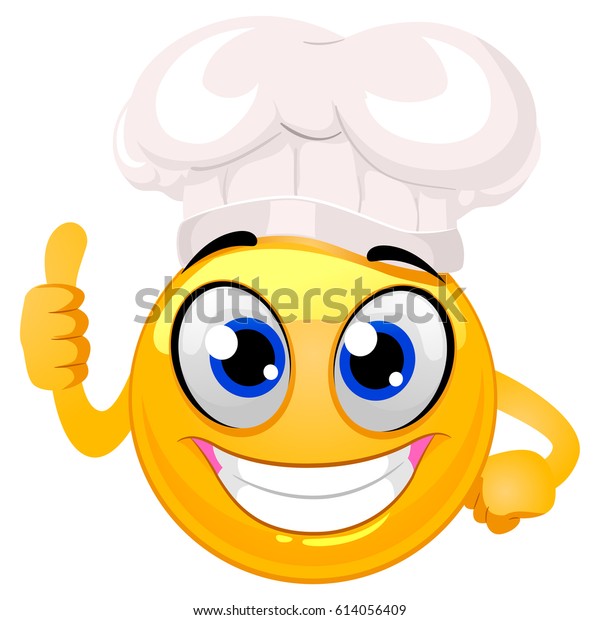 Vector Illustration Smiley Emoticon Chef Hat: immagine vettoriale stock ...