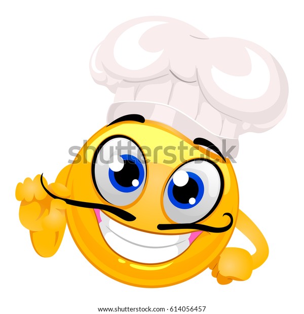 Vector Illustration of Smiley Emoticon as Chef with Mustache
