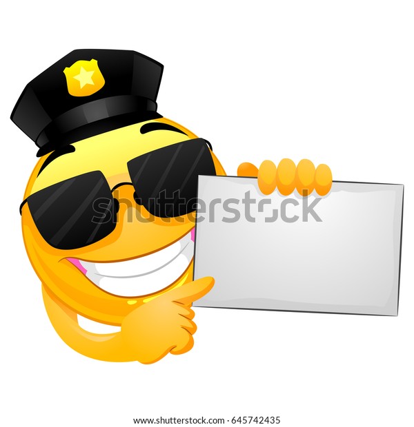 Vector Illustration Smiley Emoticon Policeman Holding Stock Vector ...