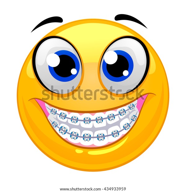 Vector Illustration Smiley Emoticon Showing Teeth Stock Vector (Royalty ...