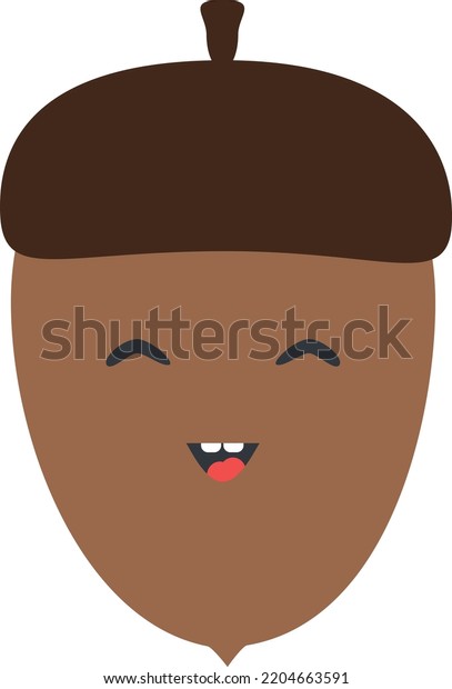 Vector Illustration Smiling Acorn Cartoon Style Stock Vector (Royalty ...