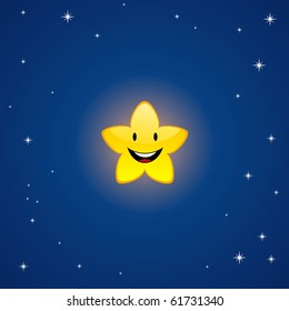 Vector Illustration Smiling Cartoon Star Sky Stock Vector (Royalty Free ...