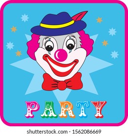 Vector Illustration Smiling Clown Text Party Stock Vector (Royalty Free ...