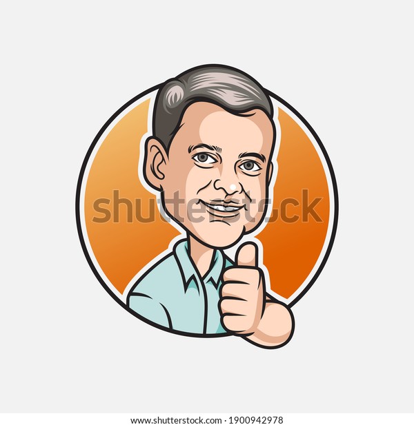 Vector Illustration Smiling Old Man Perfect Stock Vector (Royalty Free ...