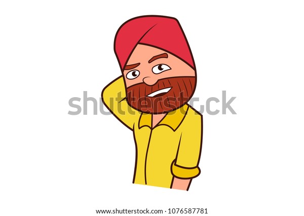 Vector Illustration Smiling Punjabi Sardar White Stock Vector (Royalty ...