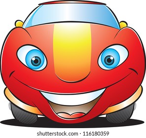 Vector Illustration Smiling Red Car Stock Vector (Royalty Free ...