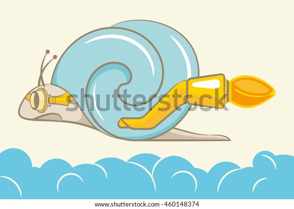 Vector Illustration Snails Flight Above Clouds Stock Vector (Royalty ...