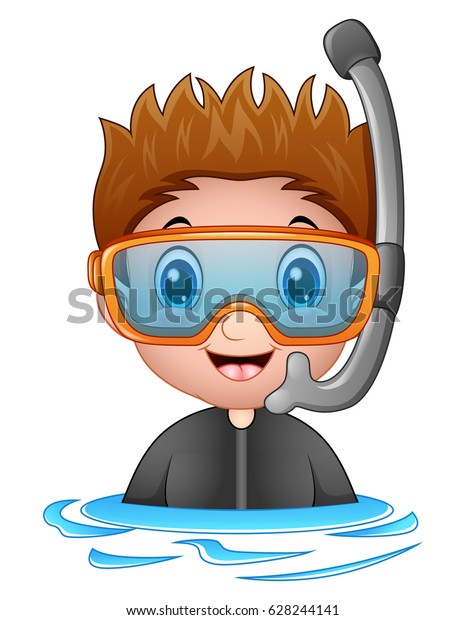 Vector Illustration Snorkeling Boy Cartoon Stock Vector (Royalty Free ...