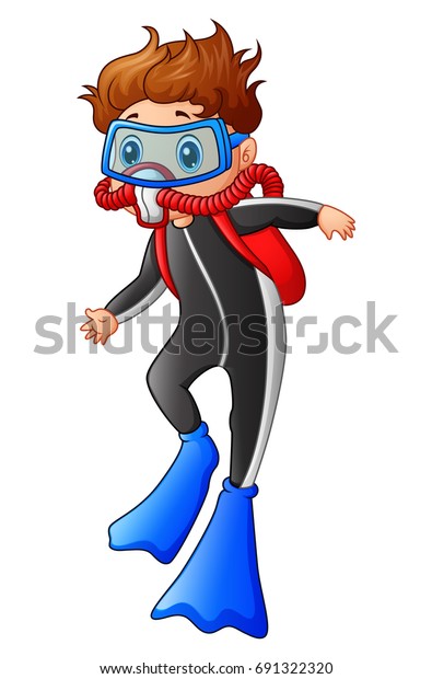 Vector Illustration Snorkeling Boy Cartoon Stock Vector (Royalty Free ...