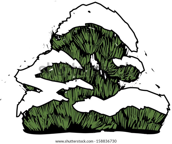 Vector Illustration Snow Covered Bush Stock Vector (Royalty Free) 158836730