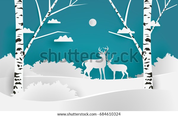 Vector Illustration Snow Deer Snow Winter Stock Vector (Royalty Free ...