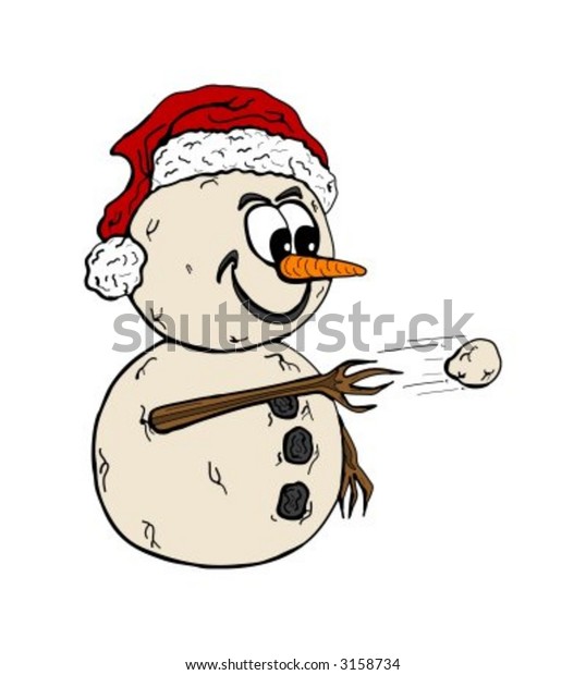 Vector Illustration Snowman Throwing Snowball Stock Vector (Royalty ...