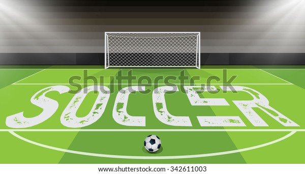 Vector Illustration Soccer Ball Field Goal Stock Vector (Royalty Free ...