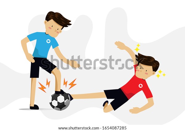 Vector Illustration Soccer Player Tackling Another Stock Vector ...