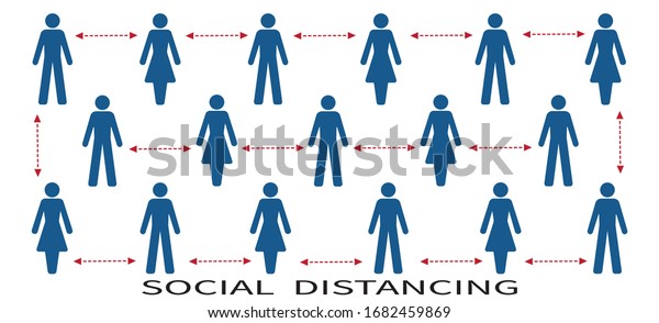 Vector Illustration Social Distance Concept Icons Stock Vector (Royalty ...